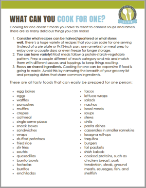 Cooking for One - Good Cheap Eats - E-Store